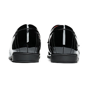 Bruno Marc Boys Dress Shoes Slip-on Loafers Formal Tuxedo Shoes,Size 4 Big Kid,Bright Black,SBLS2340K