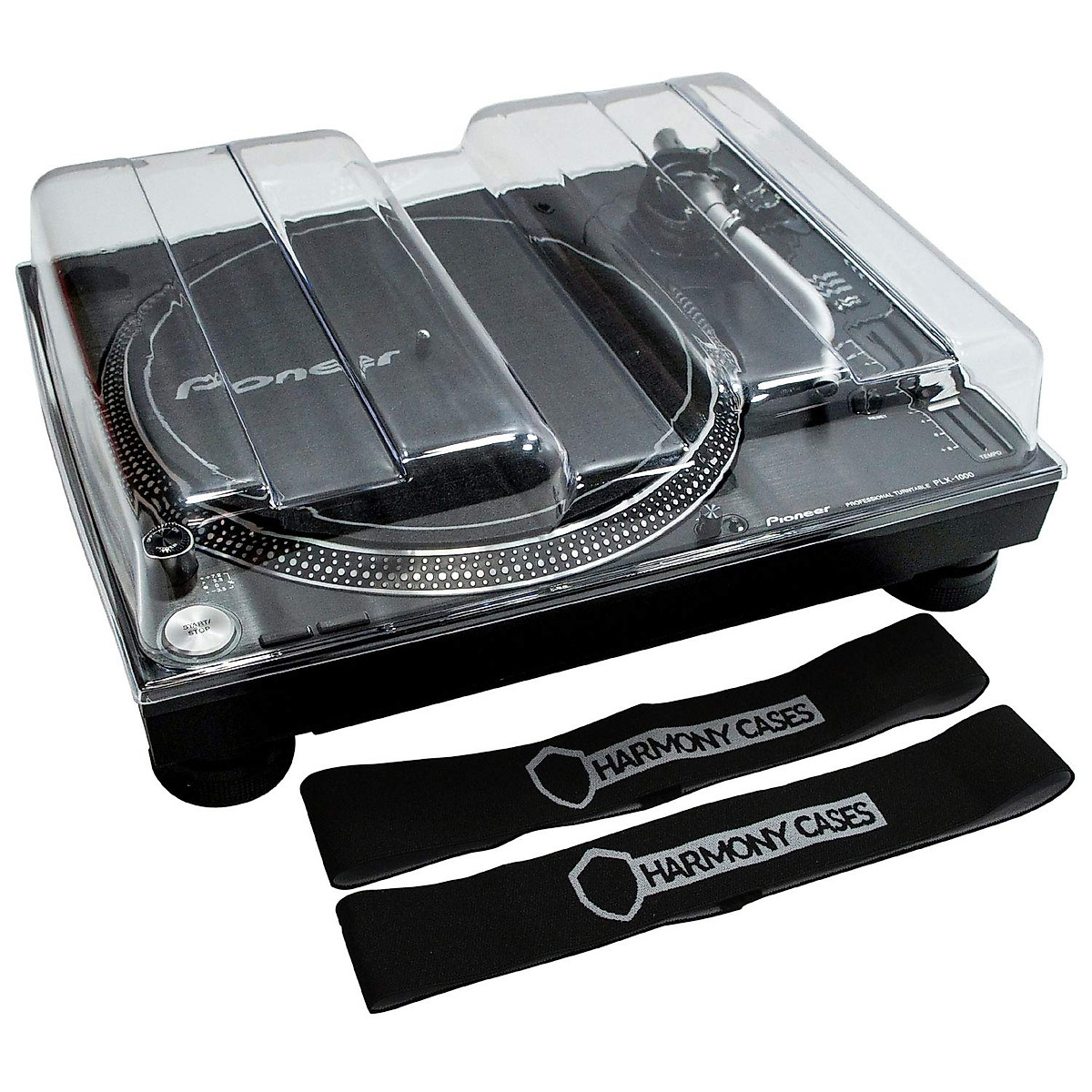 Harmony Audio Cases HC-DC3 Protective DJ Gear Saver Polycarbonate Hard Plastic Dust Cover Case Compatible with Technics SL-1200 Turntable Deck (Includes Stretch Bands)