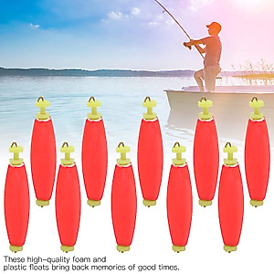 plplaaoo Peg Floats, 10pcs EVA Fishing Foam Cigar Floats, Red Fishing Bobber with Pipe Plug, Multi‑Purpose Fish Feed Baits Used for Outdoor Winter Ice Fishing Rod, Oval and Solid, 2.6x0.6in
