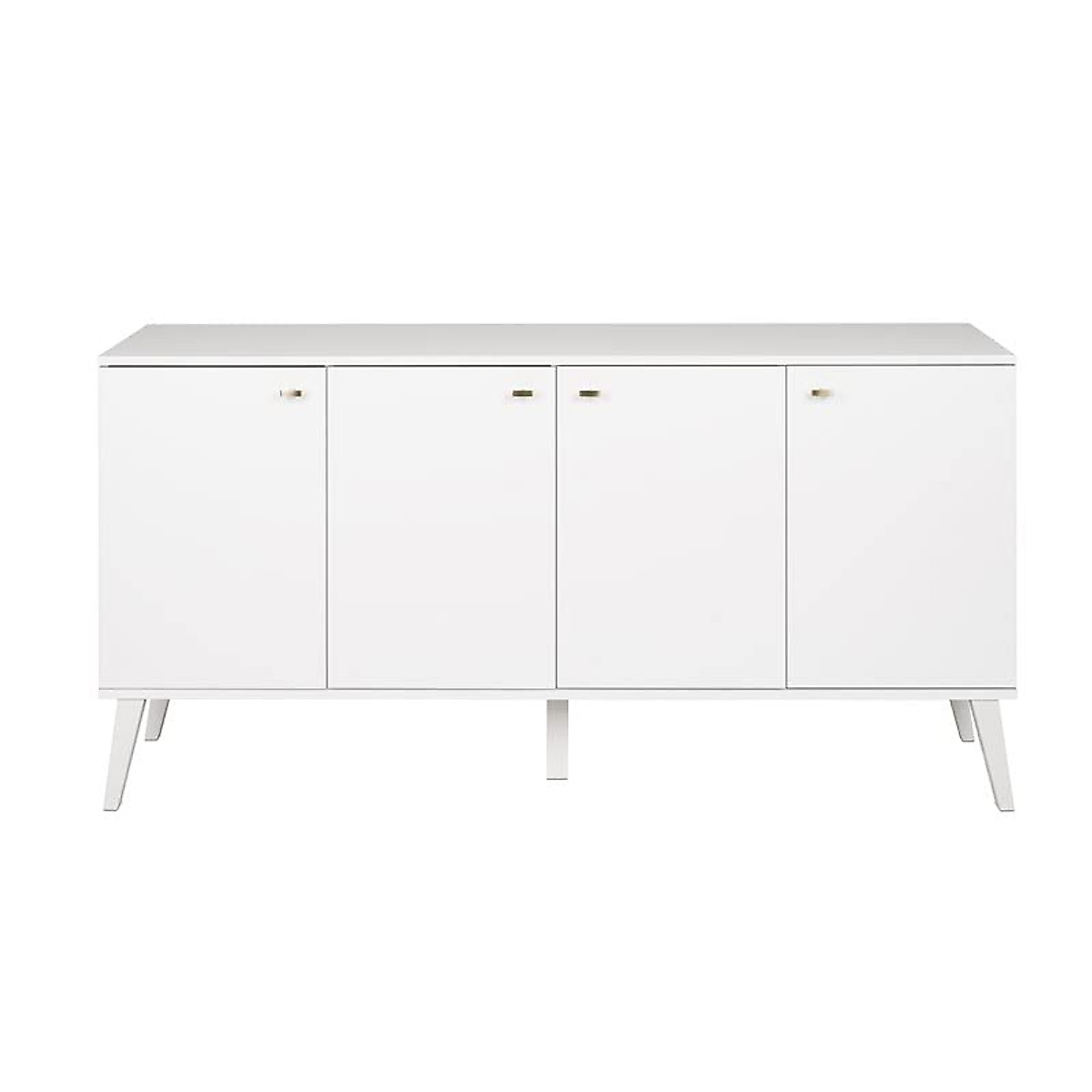 Prepac Milo Mid-Century 4 Door Buffet, 16" D x 64" W x 32" H, White