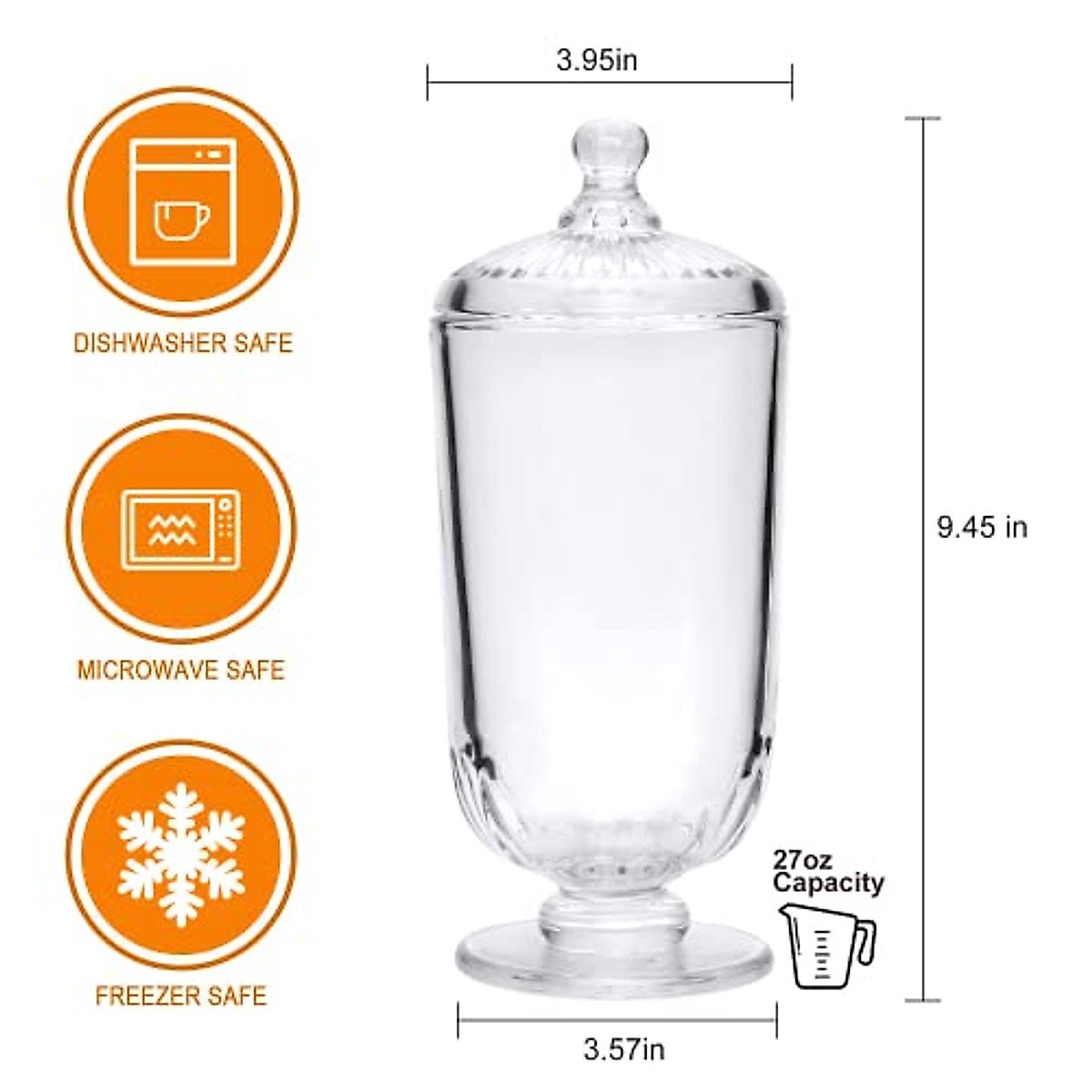 Woaiwo-q Candy Jars Set of 3,Clear Apothecary Jars,Glass Storage Jars for Wedding,Candy (27oz)