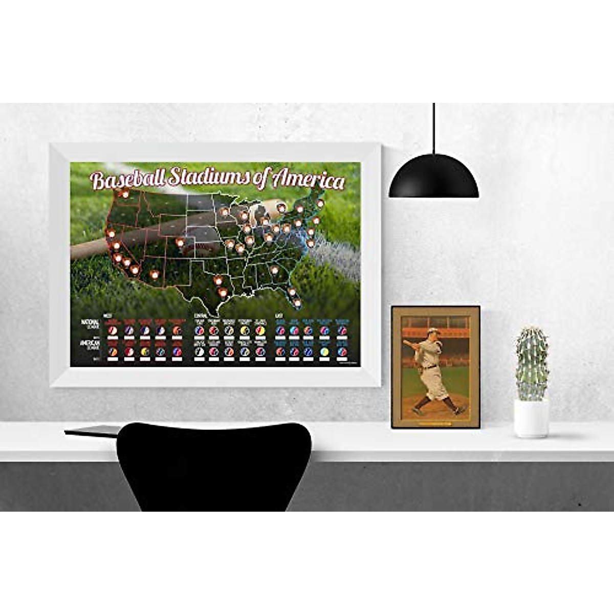Baseball Stadiums of America Scratch Off Map | Lists National & Major League Teams | MLB Ballpark Wall Poster, Bucket List, & Tracker of Visited Parks | Gift for Baseball Enthusiasts & Sport Fans