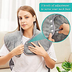 Mia&Coco Large Electric Heating Pad for Back Neck and Shoulders Pain Relief, 39"x23" Fast-Heat Therapy Warp with Waist Strap, 3 Heat Levels, Auto-Off Timer, Comfort Grey