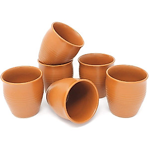 ADHAATA Ceramic Kulhar Kulhad Cups Traditional Indian Tea Chai Coffee Cup 6 OZ (Set of 6pc)