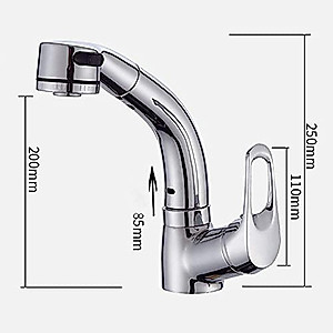 Waterfall Basin Sink Mixer Pull Down Sprayer Kitchen Tap, with Pull Out Spray 360°Swivel Kitchen Faucet Sprayer Hot and Cold Water Spout, Single Handle Leadless Brass Faucet(Chrome