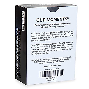 OUR MOMENTS Generations Game: 100 Conversation Starters for Grandparents & Grandchildren, Portable Cardstock Tabletop Game for Family Dinner, Car, Camping, Road Trip