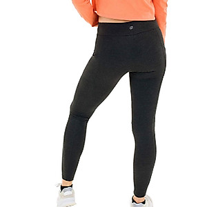 Spalding Womens Activewear Cotton Blend 25.5" Inseam with Pockets Leggings, Charcoal Heather Grey, Large US