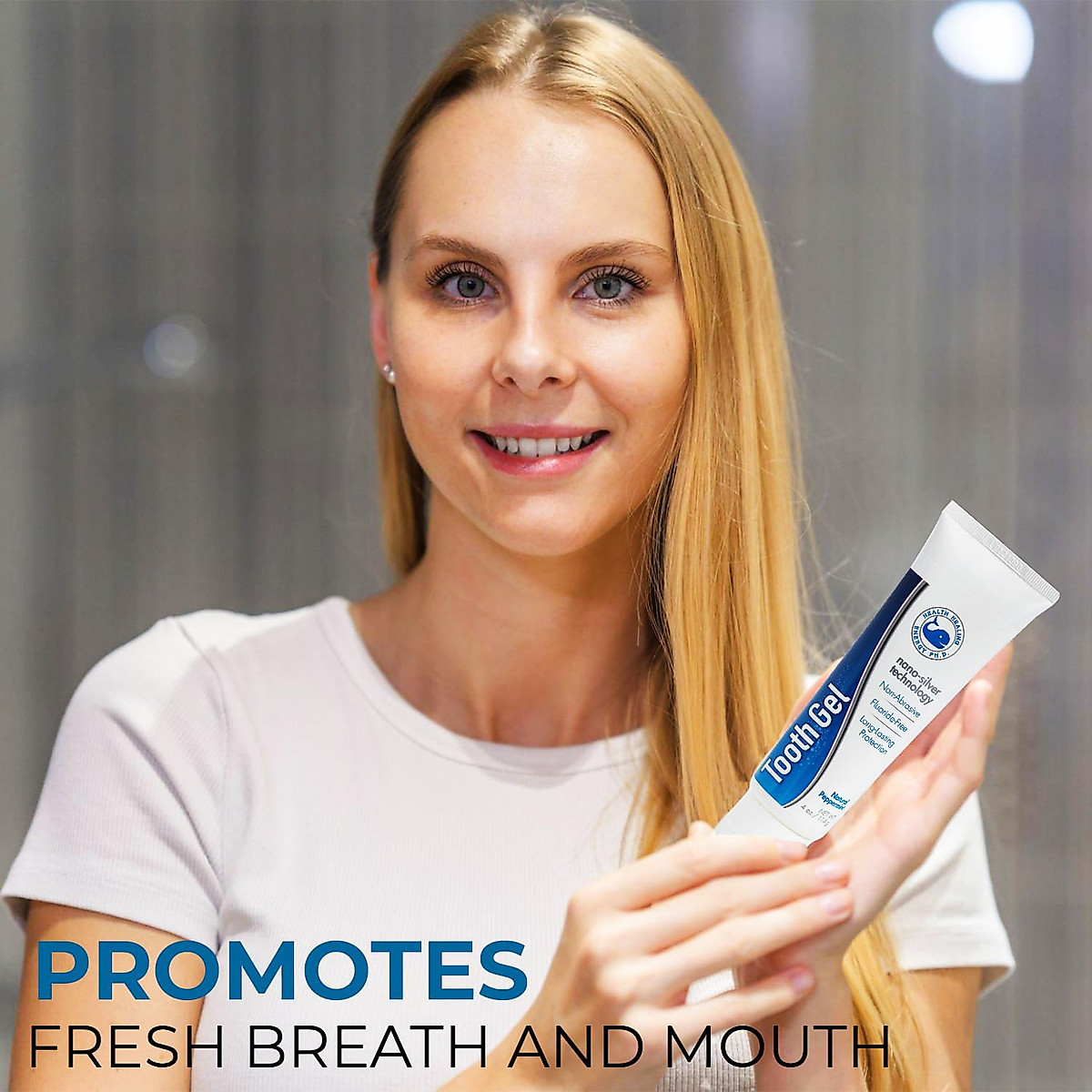 Toothpaste Gel Nano Silver Technology - Fluoride Free, SLS Free, Non-Abrasive, No BPA, Non-staining, Family Friendly, Promotes Fresh Breath and Mouth, Natural, Peppermint, 4oz