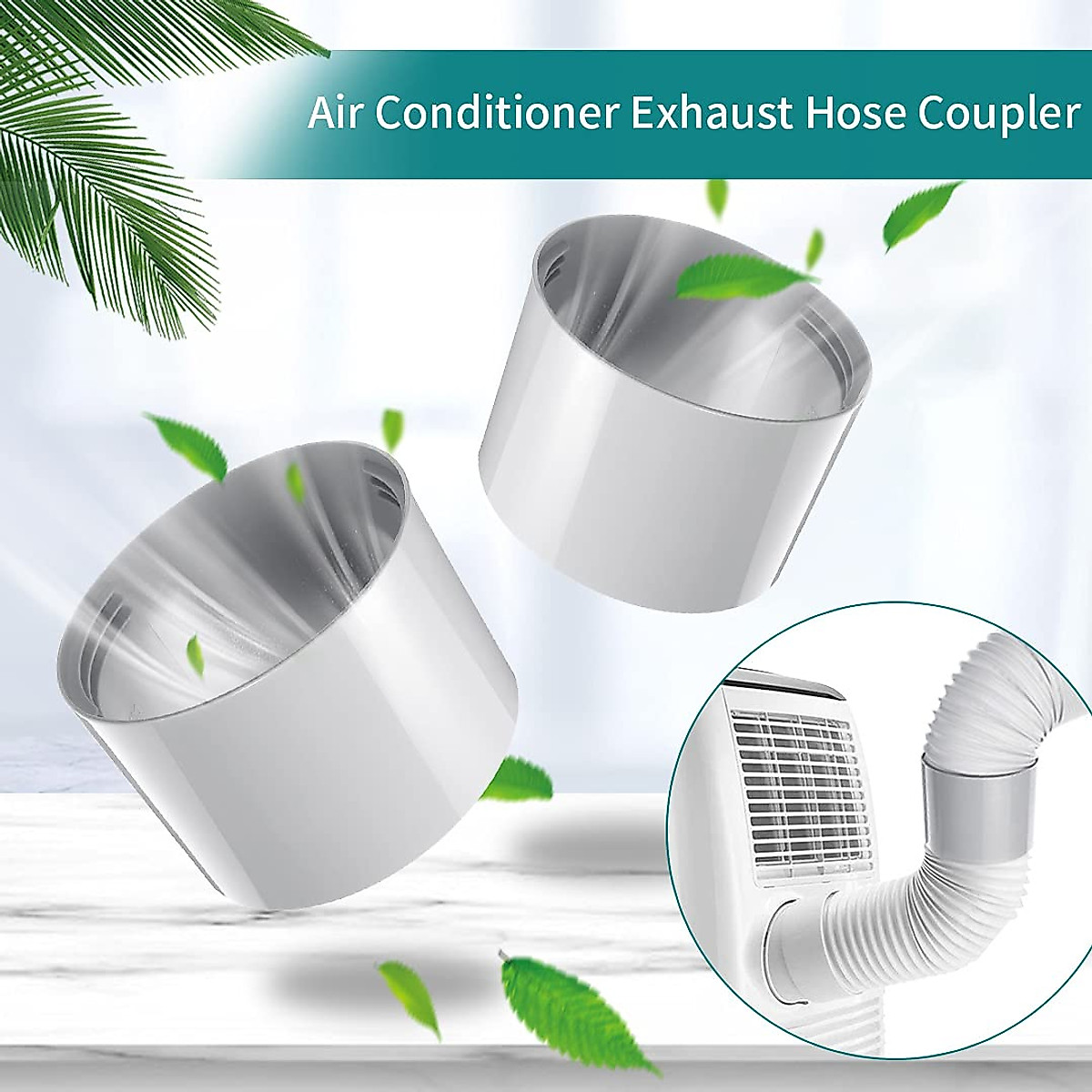 Air Conditioner Hose Extention Coupler 5 Inches, Portable A/C AC Exhaust Vent Hose Connector Coupling, Support Clockwise and Counter-clockwise Thread, ACHose Coupler Coupling Extension