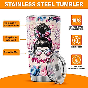 Mom Gifts, Mom Life Nutrition Facts, Tumbler 20 Oz With Lid And Straw, Coffee Mothers Cups Mother Insulated Funny For Tumblers Women Mama Day Handle