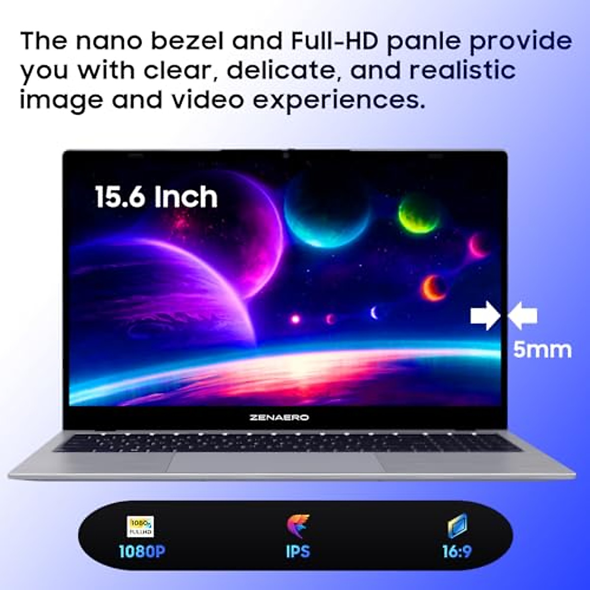 ZENAERO 15.6" Windows 11 Pro Laptop Computer 12GB RAM 512GB SSD, Intel Celeon N5095(4C4T, up to 2.9Ghz) IPS Display, HDMI, Dual and WiFi, BT4.2 Light and Thin Notebook PC for Work, School Student
