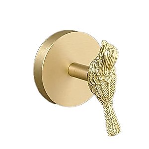 HwrtYeg Bird Shape Hooks 1 Pcs Brass Hooks Wall Brushed Gold Towel Robe HooksNo Drill for Bathroom Kitchen Hanging Key Hat Coat Hooks SUS304 Stainless Steel Brushed Brass Hooks