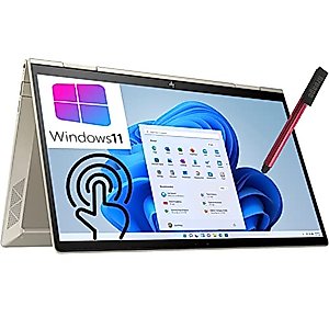 HP ENVY x360 Convertible 2-in-1 Laptop, 13.3" FHD Touchscreen Corning Gorilla Glass NBT 1000nits, Intel Quad-Core i7-1165G7, 8GB DDR4 RAM, 256GB PCIe SSD, Pale Gold, Windows 11, BROAG 64GB Flash Drive