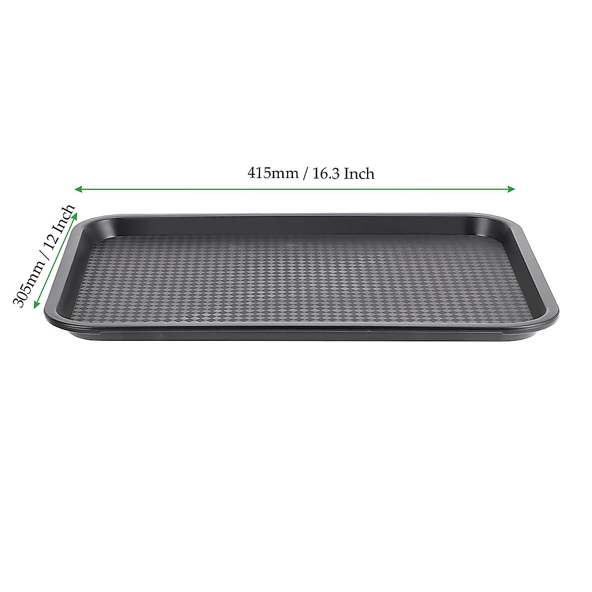MAHIONG 12 Pack 16 x 12 Inch Black Fast Food Tray, Large Rectangular Restaurant Serving Trays, Plastic Cafeteria Trays School Lunch Trays