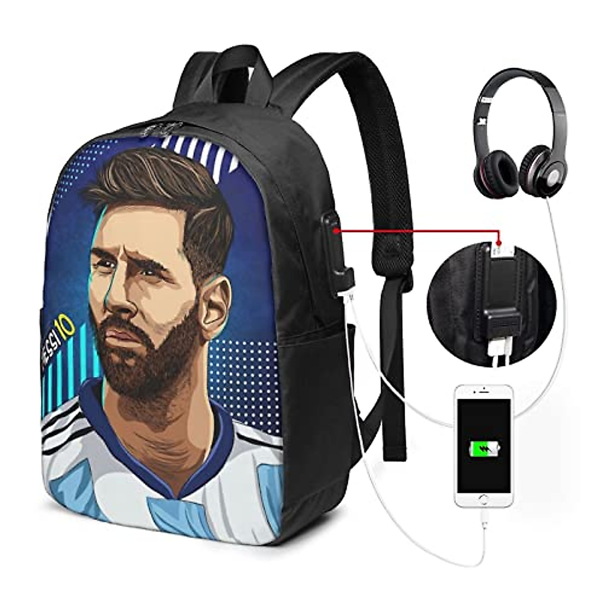 Customized For Football Fans Multifunction With #10 Messi Logo Backpack Travel Sports Backpack, Computer Bag For Men Women