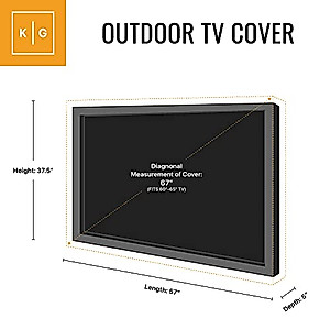 KHOMO GEAR Outdoor TV Cover - Panther Series - Universal Weatherproof Protector for 60 - 65 Inch TV - Fits Most Mounts & Brackets, Black