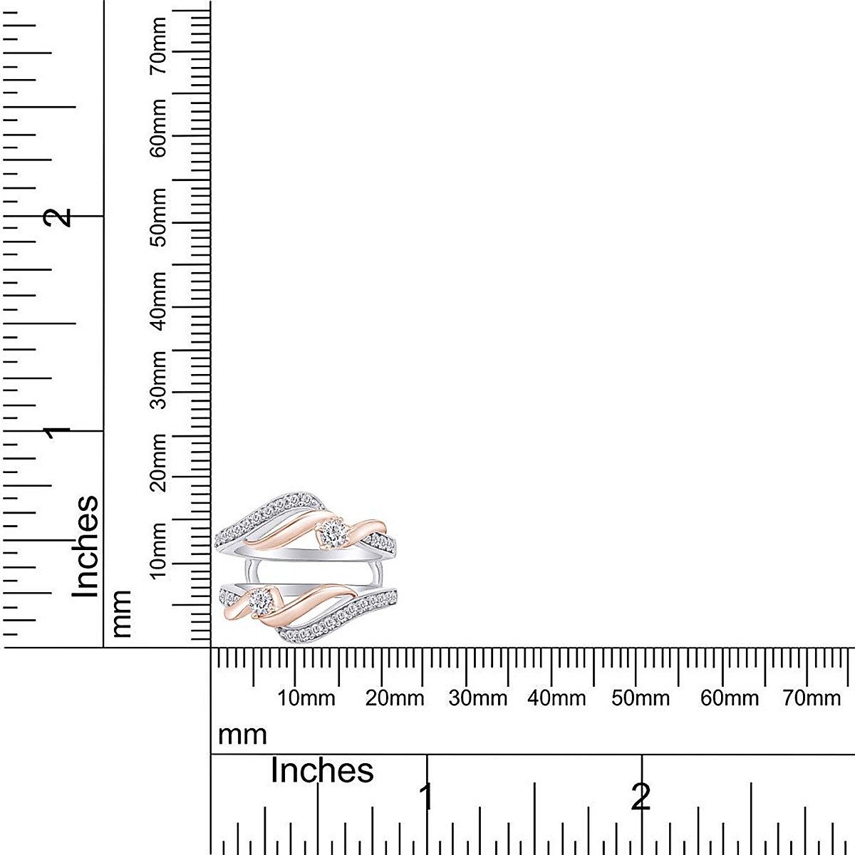 SAVEARTH DIAMONDS 1/2 ct t.w Round Cut Lab Created Moissanite Diamond Two Tone Wedding Band Ring Guard Enhancer For Women In 14K White Gold Over Sterling Silver(VVS1 Clarity 0.50 Cttw)-5.5