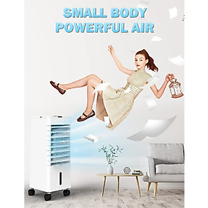 Evaporative Air Cooler - SEEPER 4-IN-1 Cooling Tower Fan with Evaporative Cooler & Humidifier, 12H Timer & Remote Control, Fast Cooling w/Ice Box, Portable Air Conditioner for Small Room Home Office