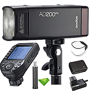 GODOX AD200 Pro AD200Pro w/XProII-S Trigger for Sony Cameras, TTL Flash 200Ws 2.4G Flash Strobe, 1/8000 HSS, 500 Full Power Flashes, 0.01-1.8s Recycling, 2900mAh Battery Pocket Flash Monolight