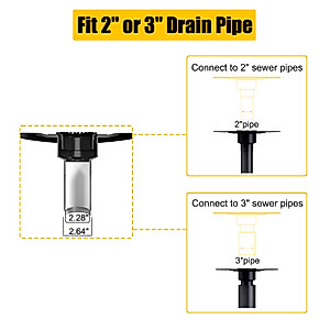 Fibetter Shower Drain Kit 4 Inch Stainless Steel Grate with Vertical 2 Inch ABS Flange for Schluter Systems Kerdi Drain - Matte Black