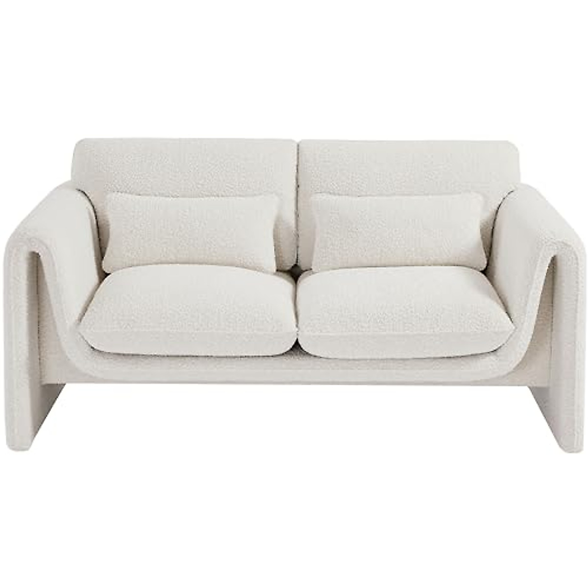 Meridian Furniture 198Cream-L Stylus Collection Modern | Contemporary Boucle Fabric Upholstered Loveseat with Rich Cream Boucle Fabric, Curved Arms, 64" W x 38" D x 31" H, Cream