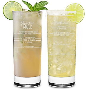 On The Rox Drinks Mocktail Recipe Highball Glasses - 15.75Oz Mocktail Party Drinking Glasses, Set of 4 - Tall Tom Collins, Mojito, Mixed Drink, Virgin Cocktail Glasses - Fancy Barware, Glassware Set