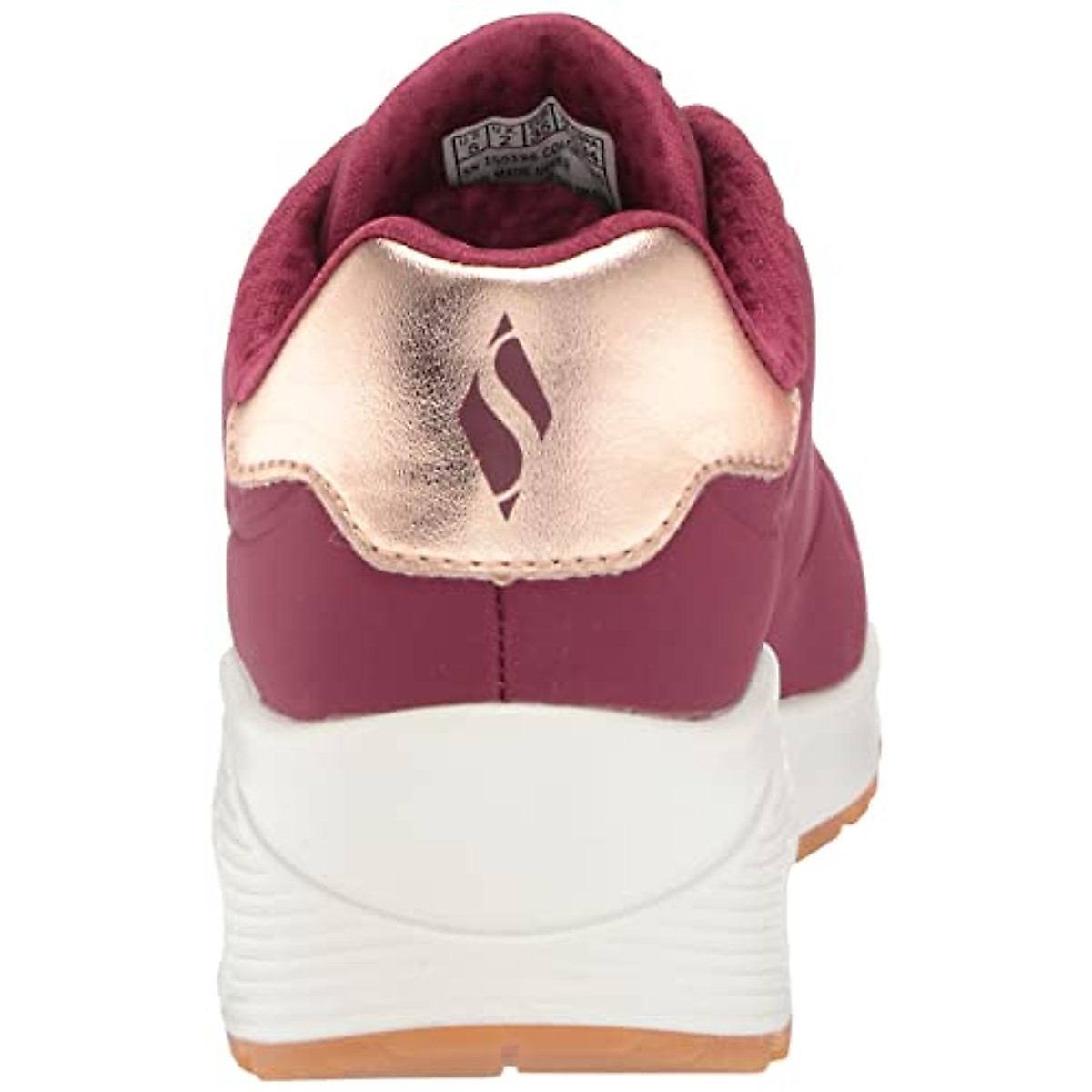 Skechers Women's UNO-Shimmer Away Sneaker, Burgundy, 7.5