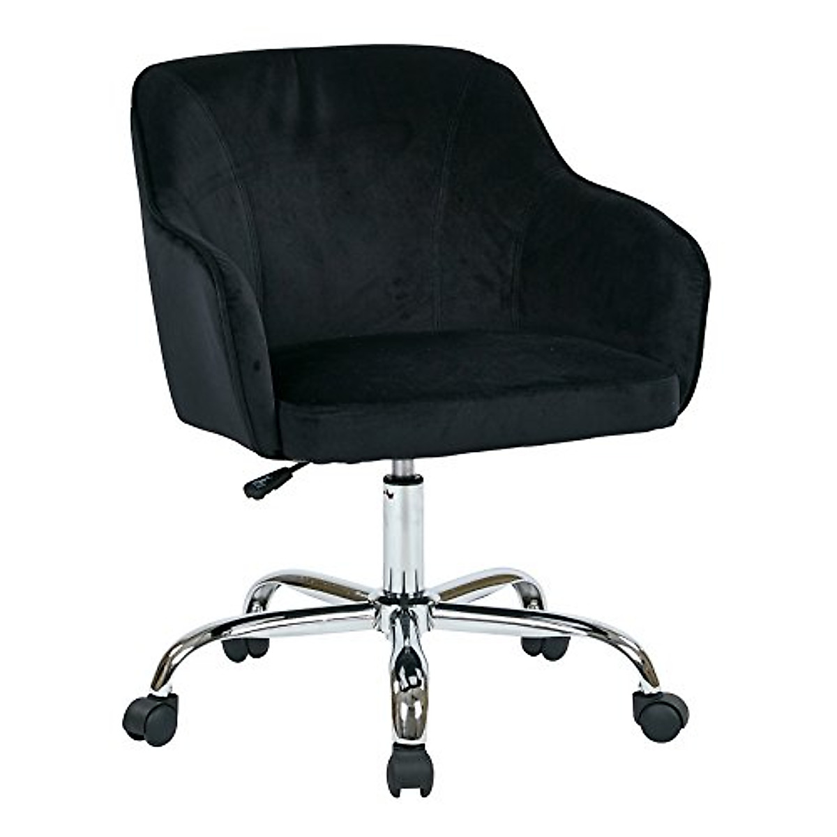 OSP Home Furnishings Bristol Chrome Base Upholstered Task Chair, Black Velvet
