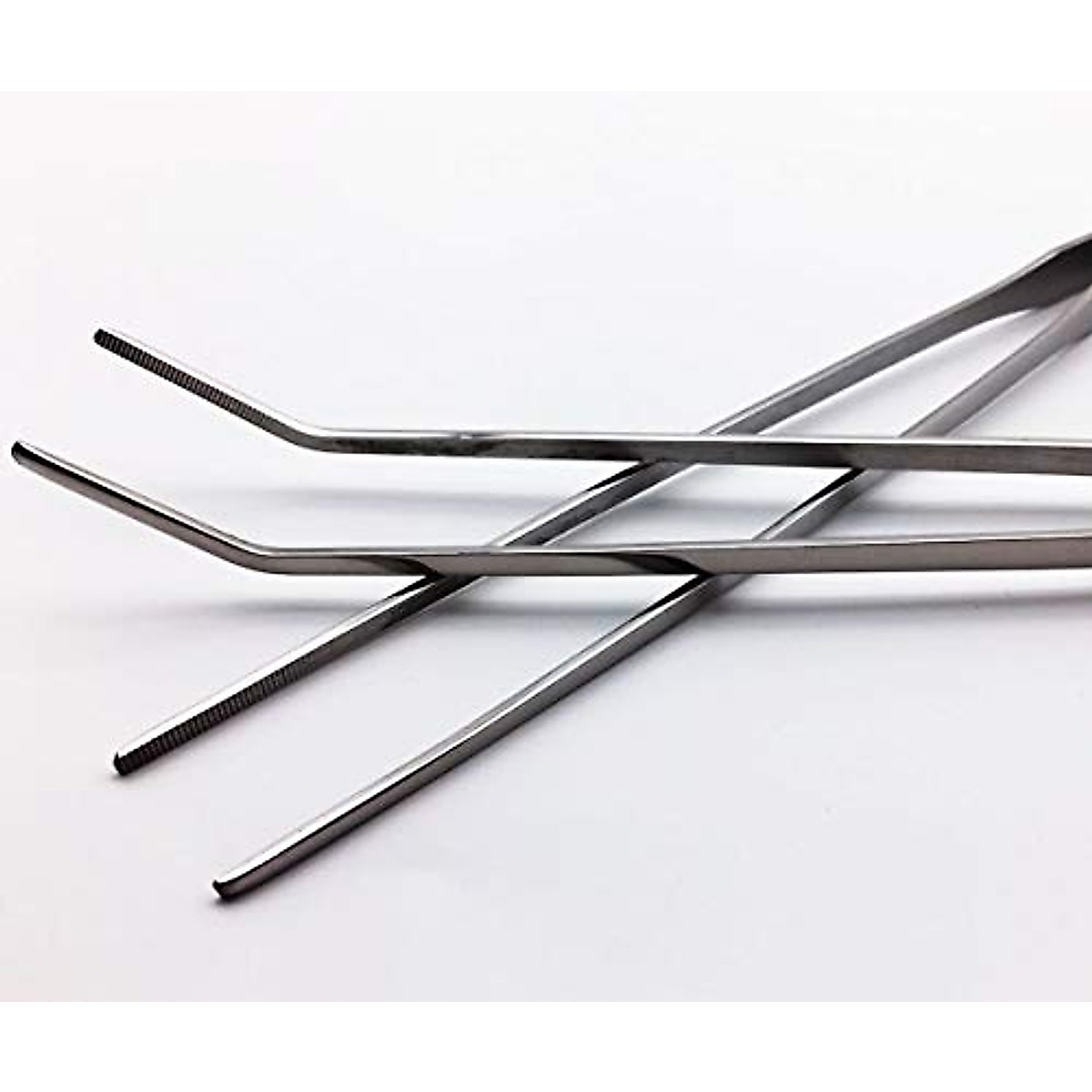 Reptile Feeding Tongs Stainless Steel Straight and Curved Tweezers Polished Long Handle Feeder Tools for Lizard Gecko Snake Spider Bird and Fish Aquariums,Silver