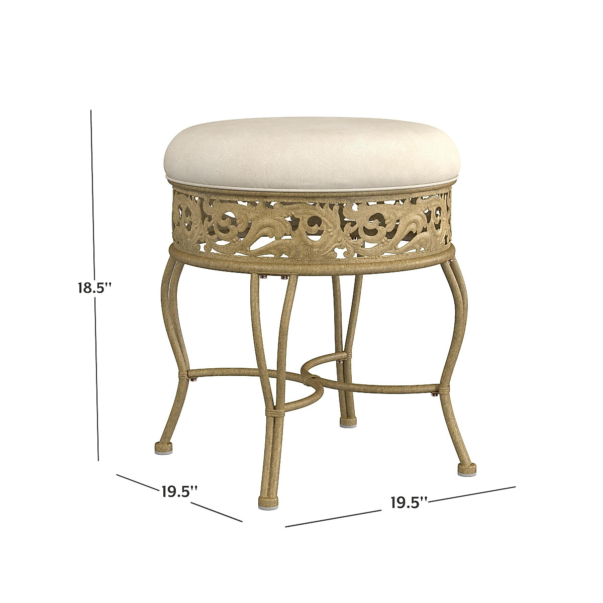 Hillsdale Villa III Upholstered Backless Vanity Stool, Antique Beige