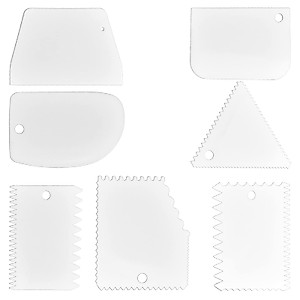 Jzszera Cake Scraper Cake Decorating Tools, 7 Pcs Dough Scraper Bowl Scraper Cutters Flexible Cake Icing Smoother for Cake Bread Dough Multipurpose Food