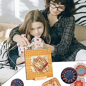 Crochet Blocking Board, Granny Square Blocking Board with 12 Stainless Steel Rod Pins, Gifts for Mothers & Grandmothers & Knitting and Crochet Lovers （Bamboo, 7.8"）