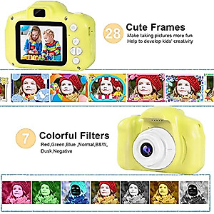 Agoigo Kids Waterproof Camera Christmas Birthday Festival Gifts for Boys Girls Age 3-9, Mini Digital Cameras for Children, Portable Toddler Toys for 3 4 5 6 7 8 9 Years Old with 32GB Card (Yellow)