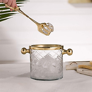 SOSSEG Ice Bucket, Ice Bucket, Handmade Glass ice Bucket with ice Clip Dining Table Cooler Wine Wine Rack ice Bucket Champagne can Cooler Wine Chiller Bucket