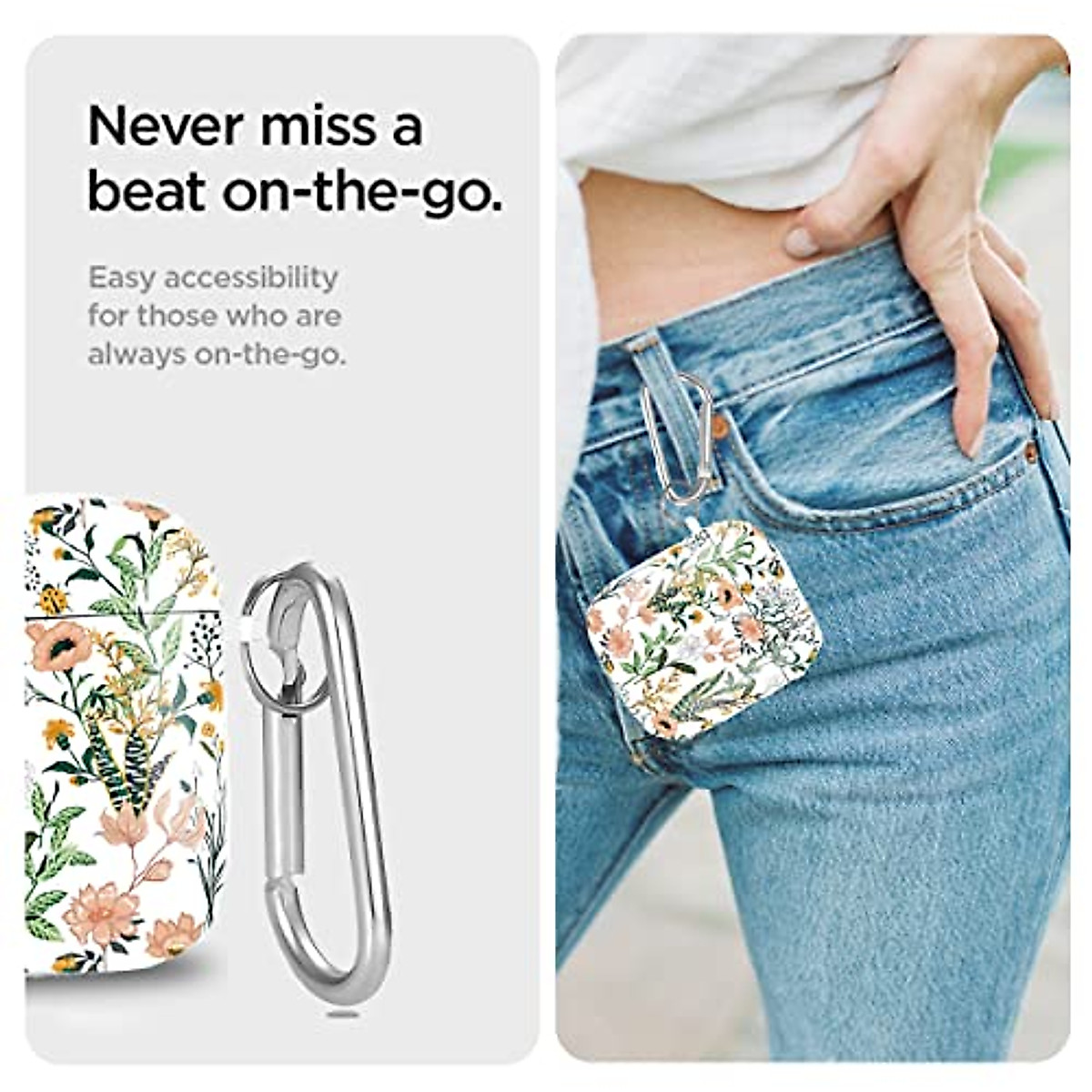 AirPods Case Flower, Olytop Cute Hard Ladybugs Women Apple Airpods 2 & 1 Cover Case Protective Shockproof iPods Cover Skin Girls with Keychain for Apple 2nd 1st Gen - Flower/Cactus