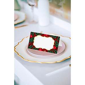 Place Cards for Christmas Party, Editable Name Place Cards, Seating Place Cards for Tables, Tent Style Cards for Wedding, Dinner Party or Any Occasion, Easy Folding, Pack of 25 Escort Cards(A15)