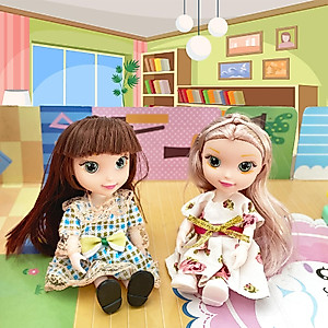 JING SHOW BUSSINESS 5 Sets Doll Clothes for 6 inch Mini Doll ，Include 5 Pieces Girl Mini Dolls, 5 Sets Handmade Doll Clothes and 5 Pairs of Doll Shoes