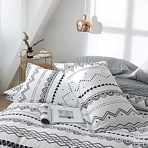 BUniq Duvet Cover Set King/Twin/Full/Queen Size, 3 Pieces (1 Duvet Cover + 2 Pillow Cases), Ultra Soft Washed Microfiber, Textured Duvet Cover with Zipper Closure, Four Corner Ties (Full,006)