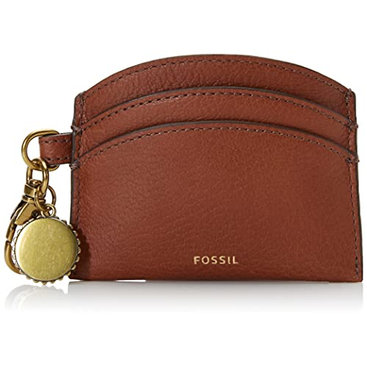 Fossil Women's Polly Leather Wallet Slim Minimalist Card Case with Keychain, Brown (Model: SL6455200)
