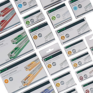 Leitz 55940000 K12 Stapler Cartridge, Strong Steel, Length 12 mm, 1050 Staples, 80 Sheet Capacity - Red