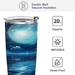 Wassud Night Sky 20 oz Tumbler with Lid and Straw Stainless Steel Double Wall Vacuum Tumblers Insulated Travel Coffee Mug for Cold and Hot Drinks