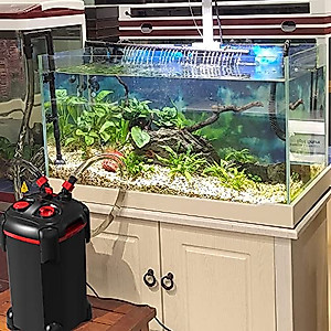 bykaeler Canister Filter for Aquarium,External Fish Tank Filter with Filter Media and Spray Bar (225GPH-UV)