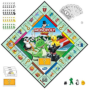 Monopoly Junior Game, Monopoly Board Game for Kids, Family Game for 2-4 Players, Multicolor