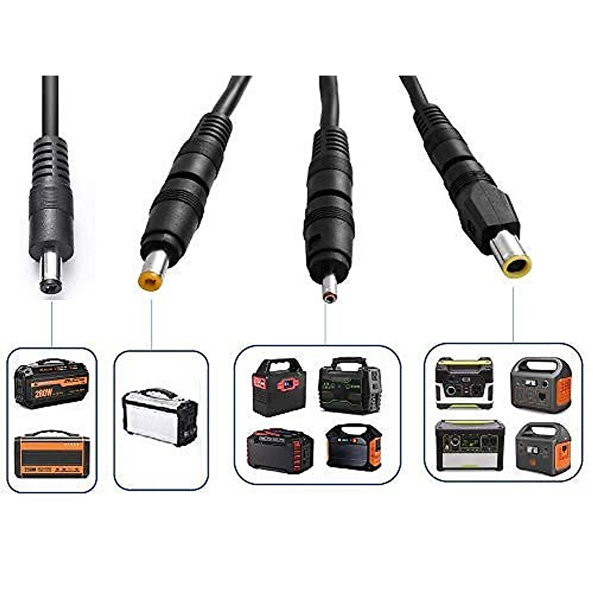 Solar Panel Connectors Compatible with MC-4 Solar Connectors to DC Extension Cable 16AWG with DC 5.5mmx2.1mm, DC3.5x1.35mm,DC5.5x2.5mm and DC8mm Adapter for Portable Power Station Solar Generators
