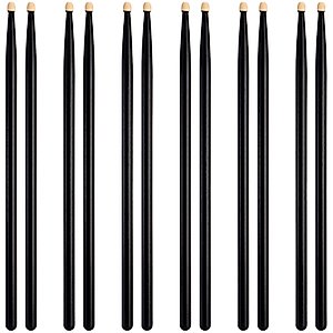 Suwimut 6 Pairs Drum Sticks, 5A Classic Maple Drumsticks Wood Tip Drumsticks for Student and Adult, Jazz Drum Sticks for Rock Band, Black