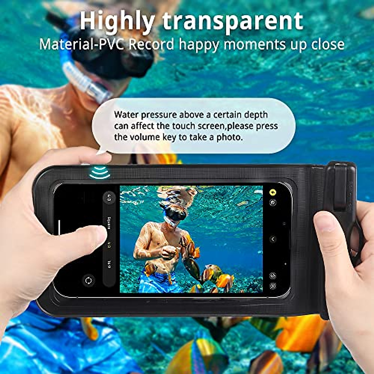 CACOE Universal IPX8 Waterproof Phone Pouch with Neck Lanyard 2 Pack-Up to 7.2",Waterproof Phone Case Holder,Cell Phone Dry Bags for Vacation Beach Kayak Cruise Travel Essentials