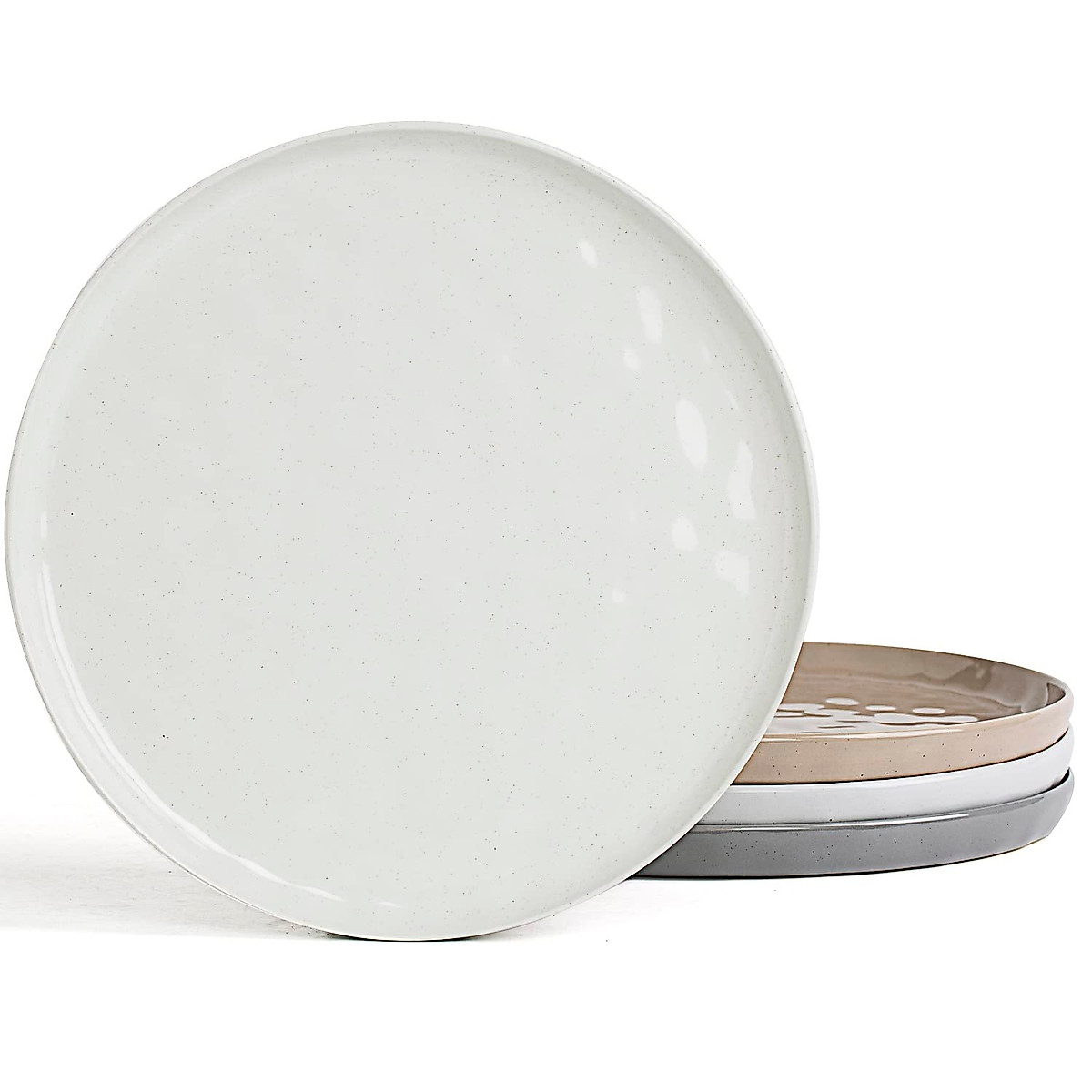 famiware Mars 4 Pieces Dinner Plates, 10.25 inch Plate Set, Scratch Resistant, Stoneware Dinnerware, Kitchen Modern Rustic Serving Dishes, Multi-color