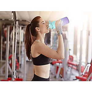 UOMNICUE 70oz / Half Gallon Water Bottle with Straw &Time Marker to Drink, BPA Free Leakproof Motivational Water Bottle with Handle & Wide Mouth, Large Sports Water Bottle for Outdoor Camping