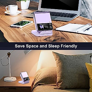 for Samsung Galaxy Z-Flip Wireless Charger: Galaxy Z Flip 5/4/3 Wireless Charging Stand,15W Fast Wireless Charger for Galaxy Z Flip5/Z Flip4/Z Flip3,Razr(At 5W)Easy Carry(QC3.0 Adapter Included)Purple