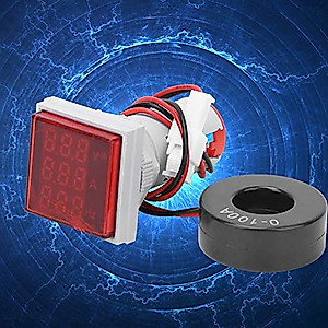 AC Current Voltage Tester with 3-Digit LED Display Multifunction Voltmeter Ammeter Square Frequency Meter Multimeter Panel (Red)